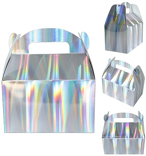 Rainbow 24pcs Gift Gable Treat Boxes Candy Goodie Bags Party Favor for Kids Birthday Supply Decoration