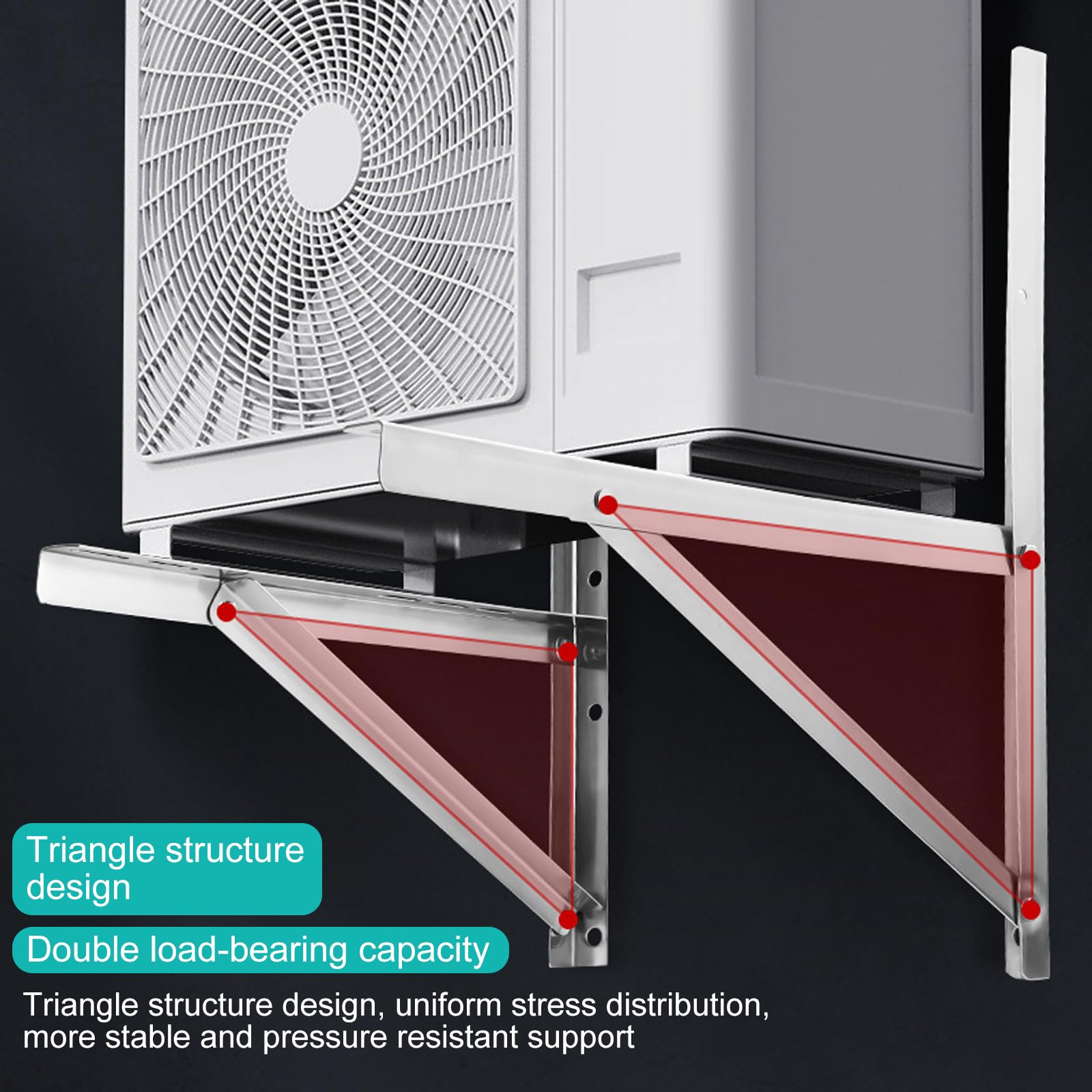 Mini Split Wall Mounting Bracket for 9000-24000 BTU Condenser, POIUNA Stainless Steel Ductless Mini Split Bracket up to 507 lbs for Air Conditioner Heat Pump Systems HVAC, Compressor