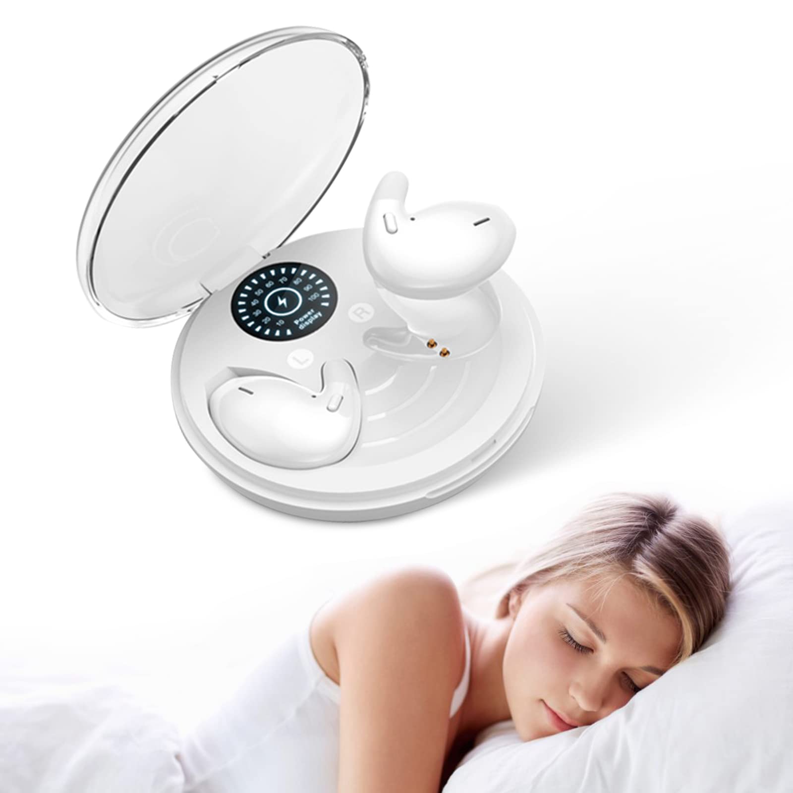 Mosonnytee Sleep Headphones Bluetooth Noise Cancelling Headphones for Sleeping Wireless Invisible Sleep Headphones for Side Sleepers Comfotable to wear for Sleeping