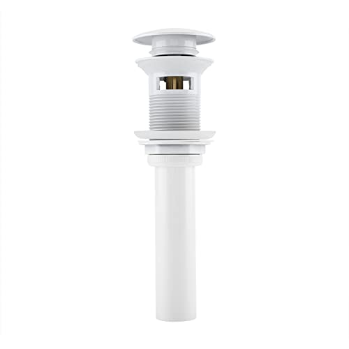 White Drain Stopper, Kitchen Bathroom Basin Sink Coating Brass Drainer for Washbasin Bath Up with Overflow Hole Tub Ceramic