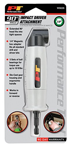 Performance Tool W9029 1/4-Inch Hex Compact Impact Driver Attachment for Tight Spaces with Die-Cast Gear Housing and Magnetic Adapter for Drill Bits