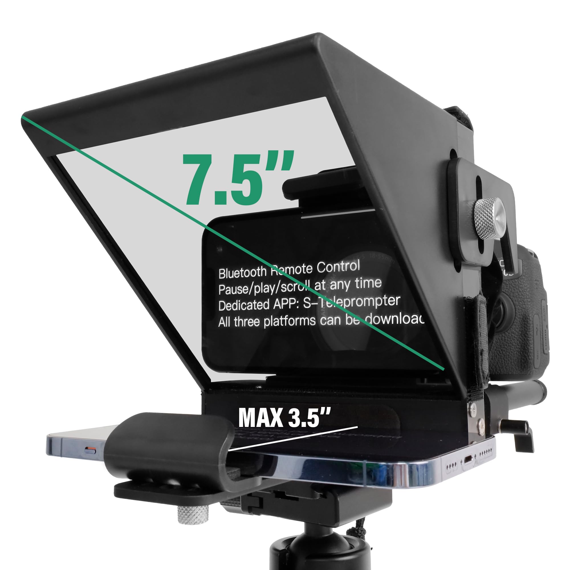 ILOKNZI Portable Mini Teleprompter with Remote Control and Free Teleprompter APP, for Laptap and DSLR Camera, for Online Meeting and Making Videos