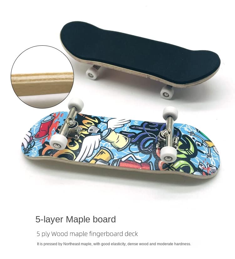 Maple Wooden Finger Skateboard, Professional Fingerboards Wheels with Bearings, Mini Fingerboard Finger Toy for Adults and Kids (AA6)