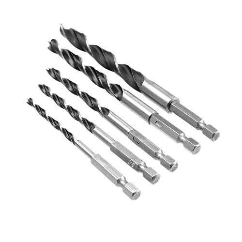 MUXSAM 5PCS Three Sharp Carbide Twist Chamfer Countersink Drill Bit Set Hole-Drilling Tool Kit 4/5/6/8/10mm