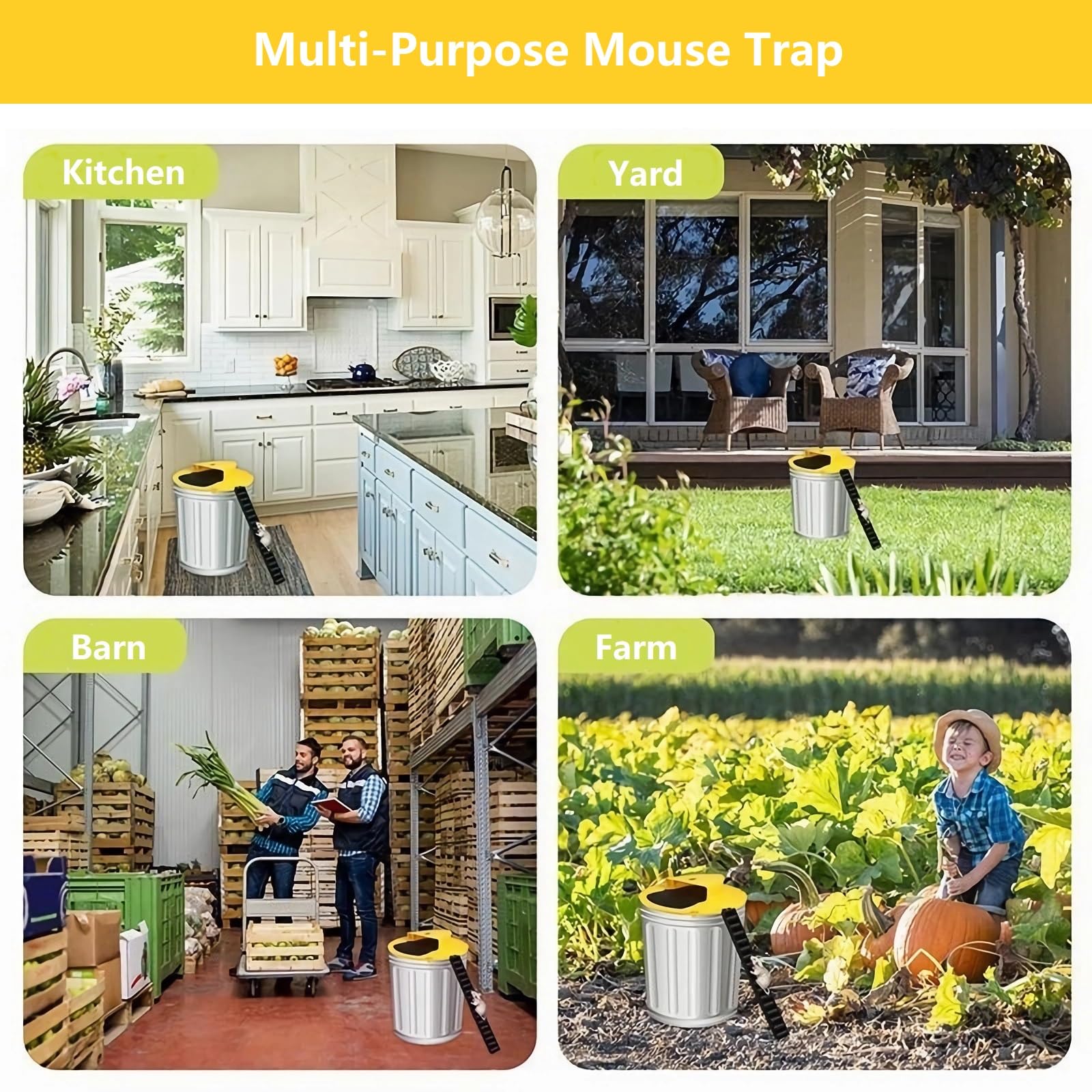 Mouse Trap Bucket Flip Lid,Mouse Rat Trap Bucket Lid,Auto Reset Multi Catch Humane Rat Trap for Indoor Outdoor | 5 Gallon Bucket Compatible | Mice Mouse Trap Bucket Lid (3Pack) a3