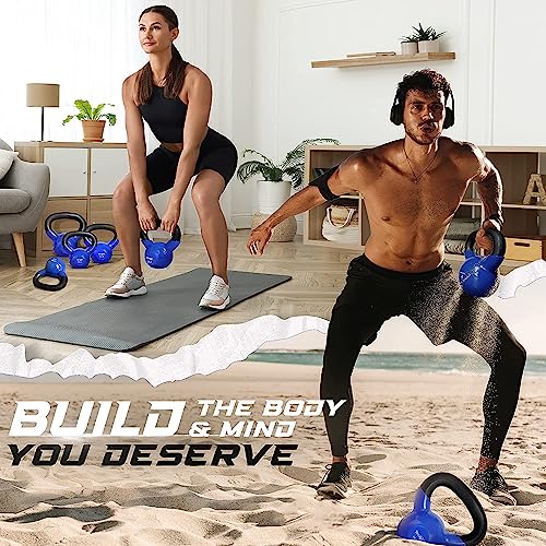 Yes4All Vinyl Coated Kettlebell Weights Set β Great for Full Body Workout and Strength Training β Vinyl Kettlebell 15 lbs
