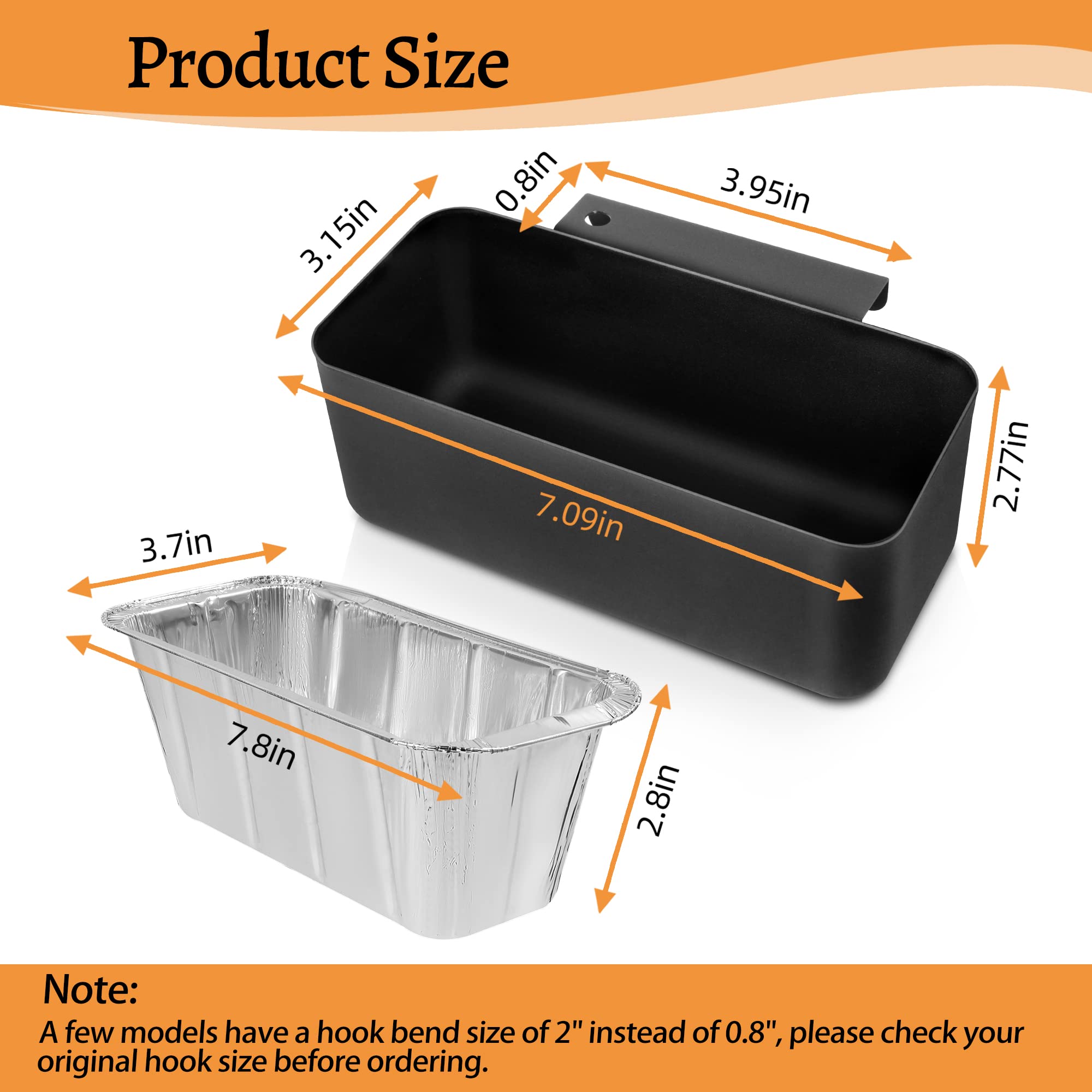 Grease Cup Liner for Blackstone Accessories, 10 Pcs Oil Drip Catcher Foil Pan Liners, Professional Flat Top Grease Tray Compatible with Black Stone Grill 17 22 28 30 36 Inch(1Short Hook Pan+10Liners)