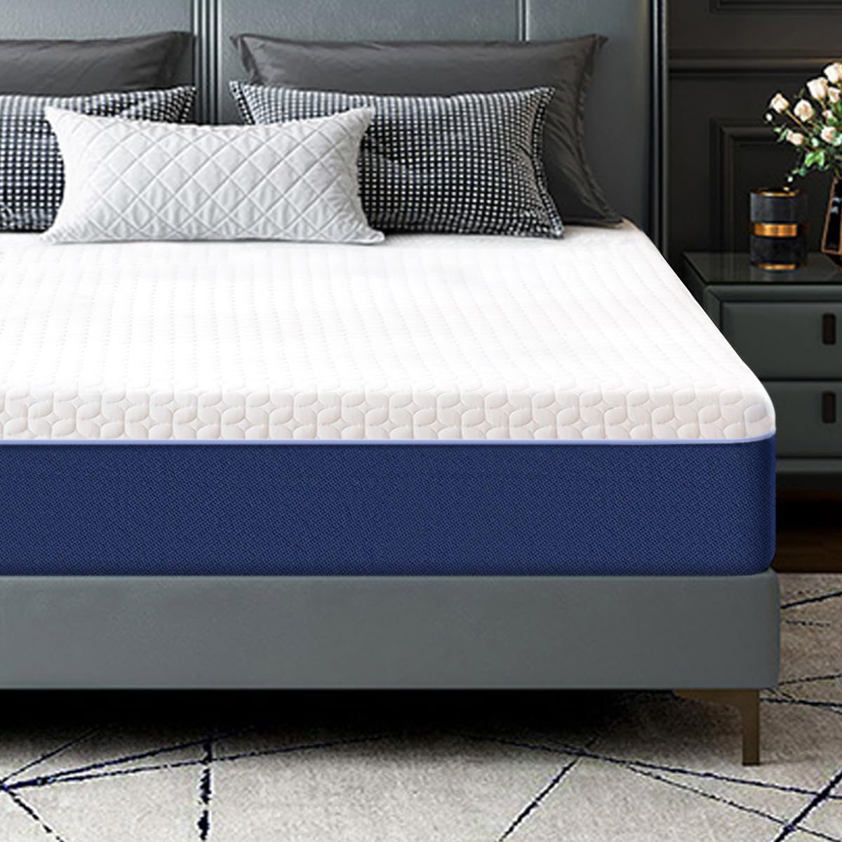 TRIPUB 10 Inch Queen Memory Foam Mattress, Cooling Gel Mattress in a Box, Made in USA, CertiPUR-US Certified, Medium Mattress, 60x80x10,Breathable,Pressure Relief,Anti-Static,Anti-Pilling