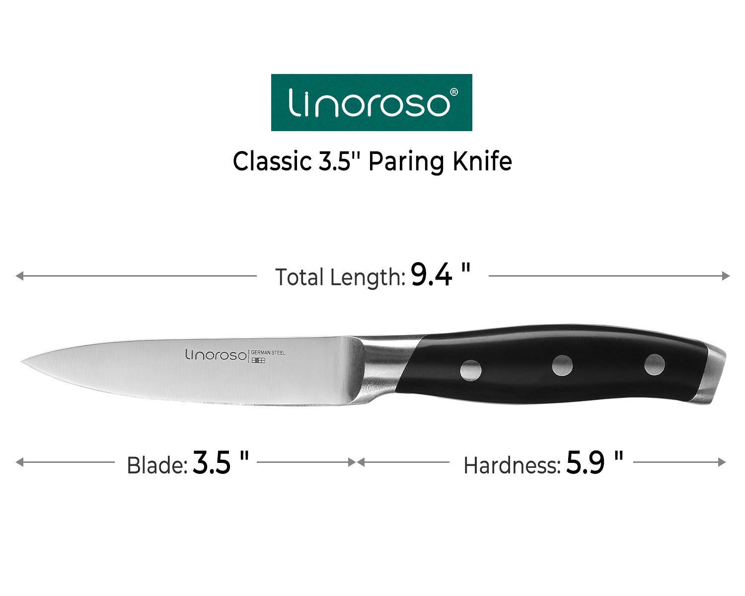 linoroso Classic 2-Piece Cooking Knife Set | 2-Piece German Knife Set with 8" Chef's Knife & 3.5" Paring Knife | Ultra Sharp Forged German High Carbon Stainless Steel Kitchen Cook's Knife Set
