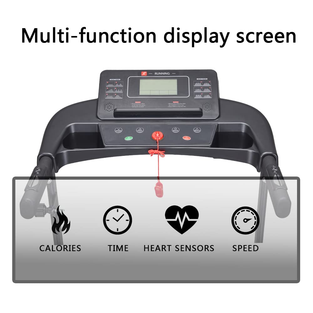 MAVPAWIY Folding Home Treadmill, 2.5HP Portable Bluetooth Treadmill, Three-Position Incline Adjustment for Exercise Home Gym Fitness Walking Jogging