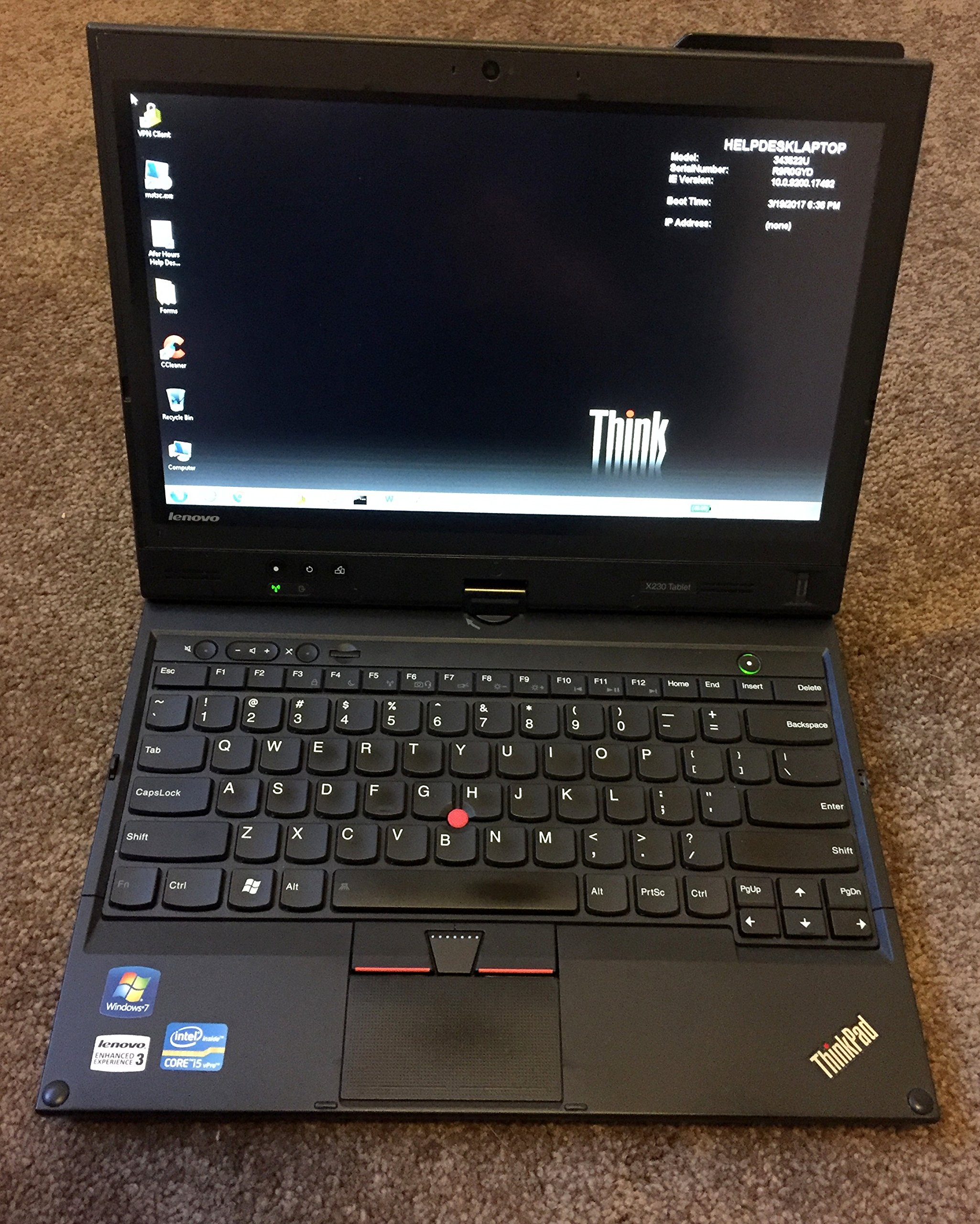 Lenovo ThinkPad X230 Tablet 343522U 13-Inch LED HD PC (2.6GHz, Intel Core i5-3320M, 4GB DDR3, 500GB HDD Windows 7 Professional)