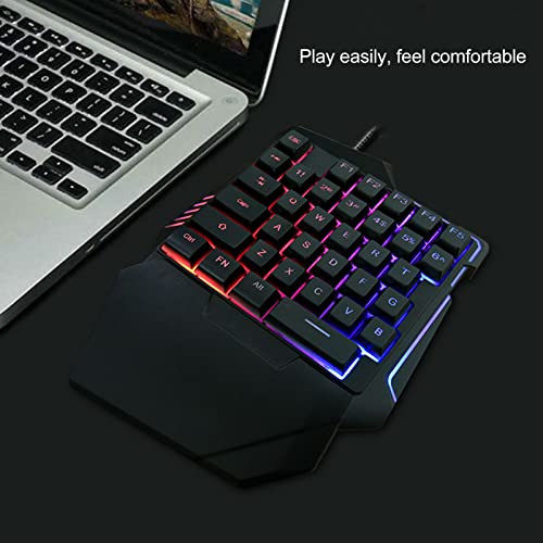 One Handed Gaming Keyboard, USB Mini Gaming Keyboard 35 Keys for Office
