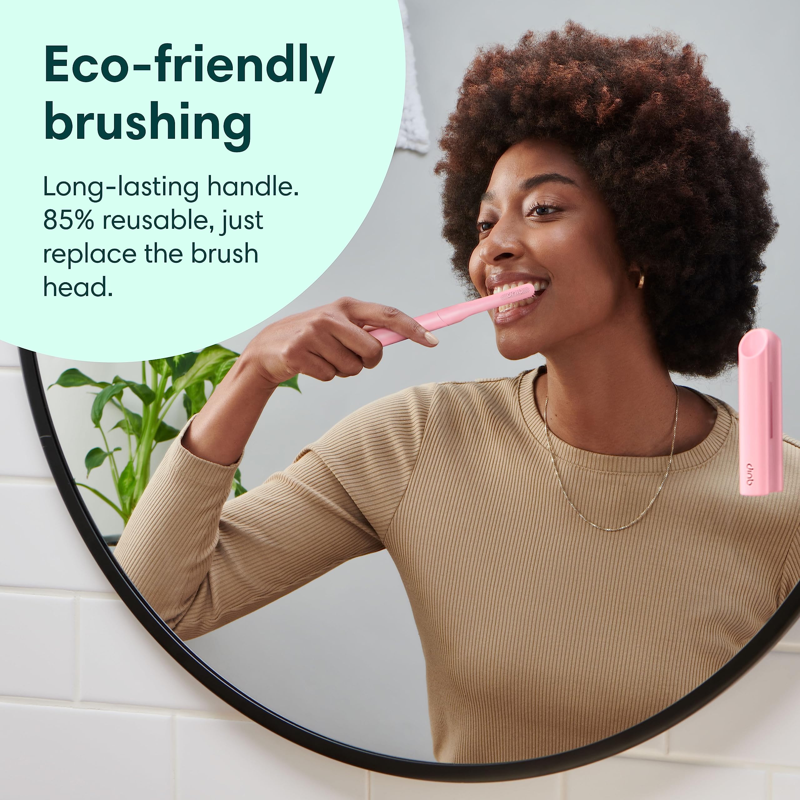 Quip Rechargeable Smart Sonic Toothbrush for Adults - Timed Electric Toothbrush with Bluetooth & Rewards App - Replaceable Brush Head, Soft Bristles, Metal Handle - Travel Toothbrush - All-Pink