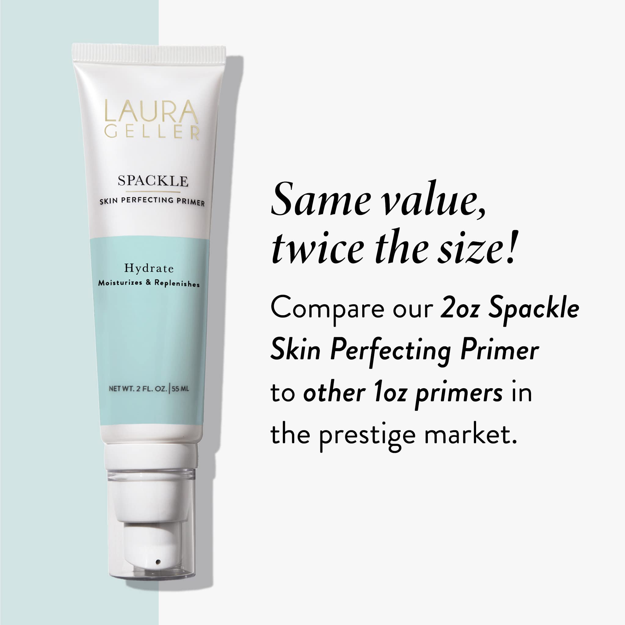 LAURA GELLER NEW YORK Better than Bare Tinted Moisturizer SPF 50 - Fair 130 - Buildable Light to Medium Coverage + Spackle Super-Size Skin Perfecting Makeup Primer with Hyaluronic Acid, Hydrate