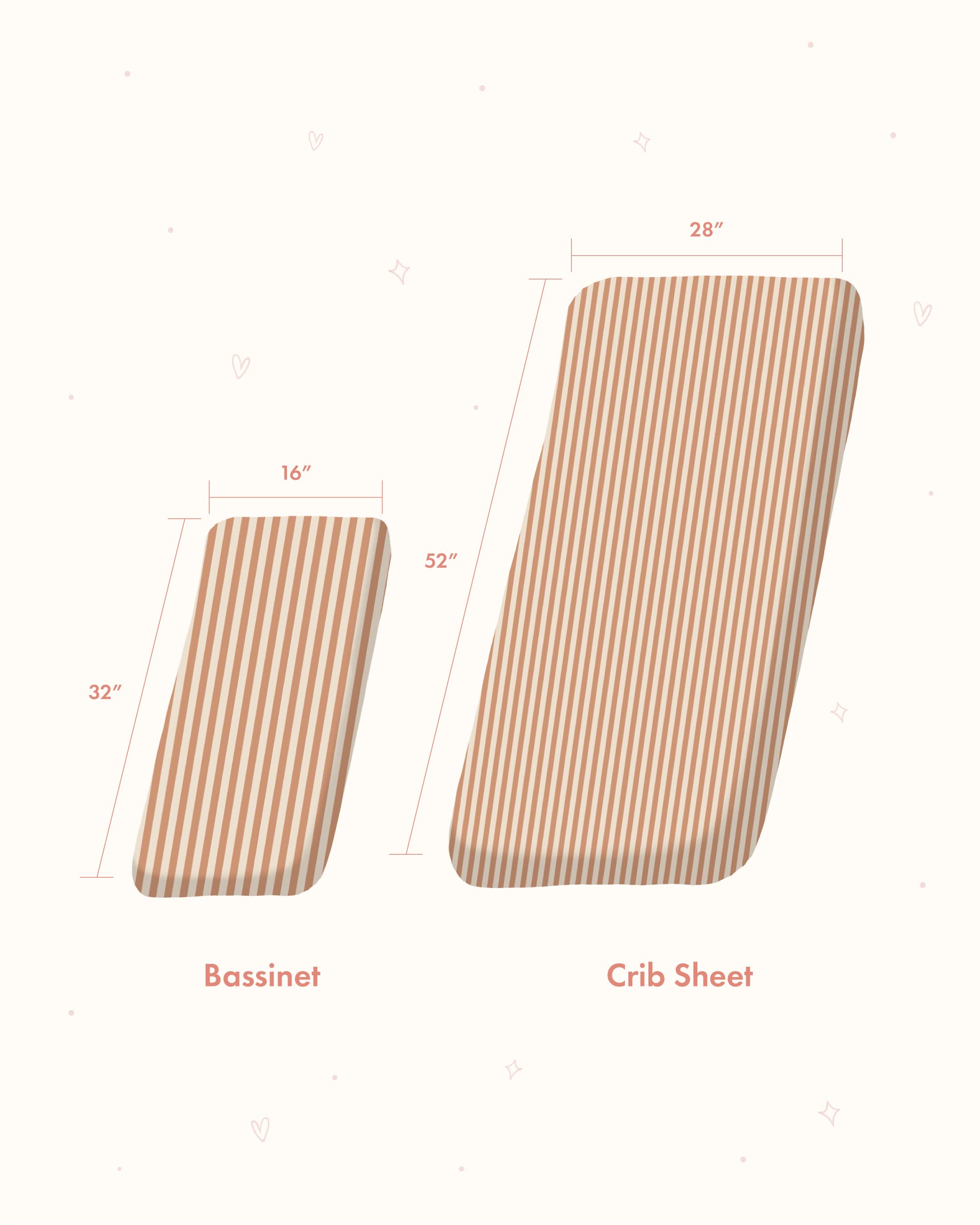 Muslin Crib Sheet - Fitted Bedding Covers for Baby & Toddler Mattresses - Soft, Hypoallergenic Bed Protector - Machine-Washable Cute Design - Stripes (28x52x9)