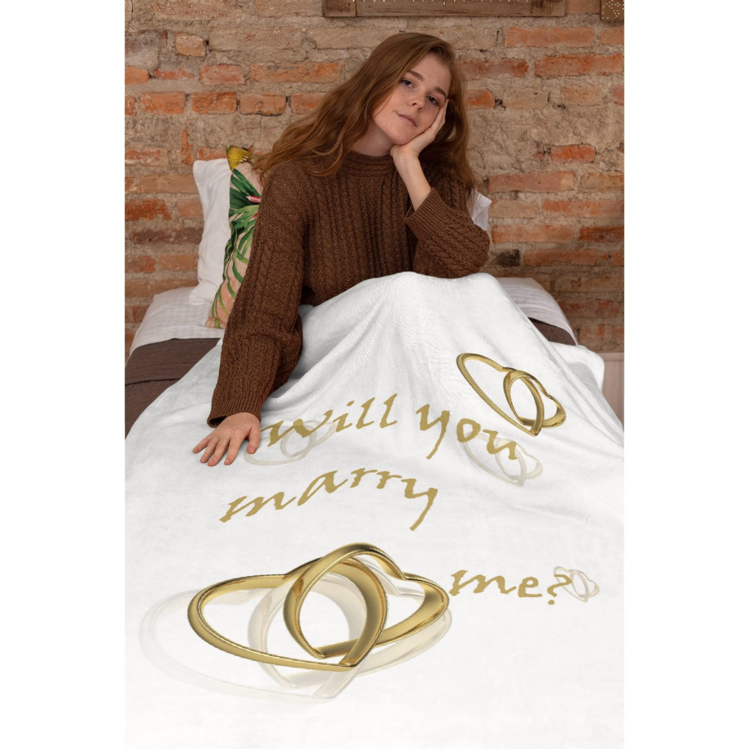 Will You Marry Me Blanket Super Soft Cozy Warm Fleece Throw Blanket Fluffy Plush Lightweight Bedding Quilts for All Season Bed Sofa Couch 50"x40" Small for Kids