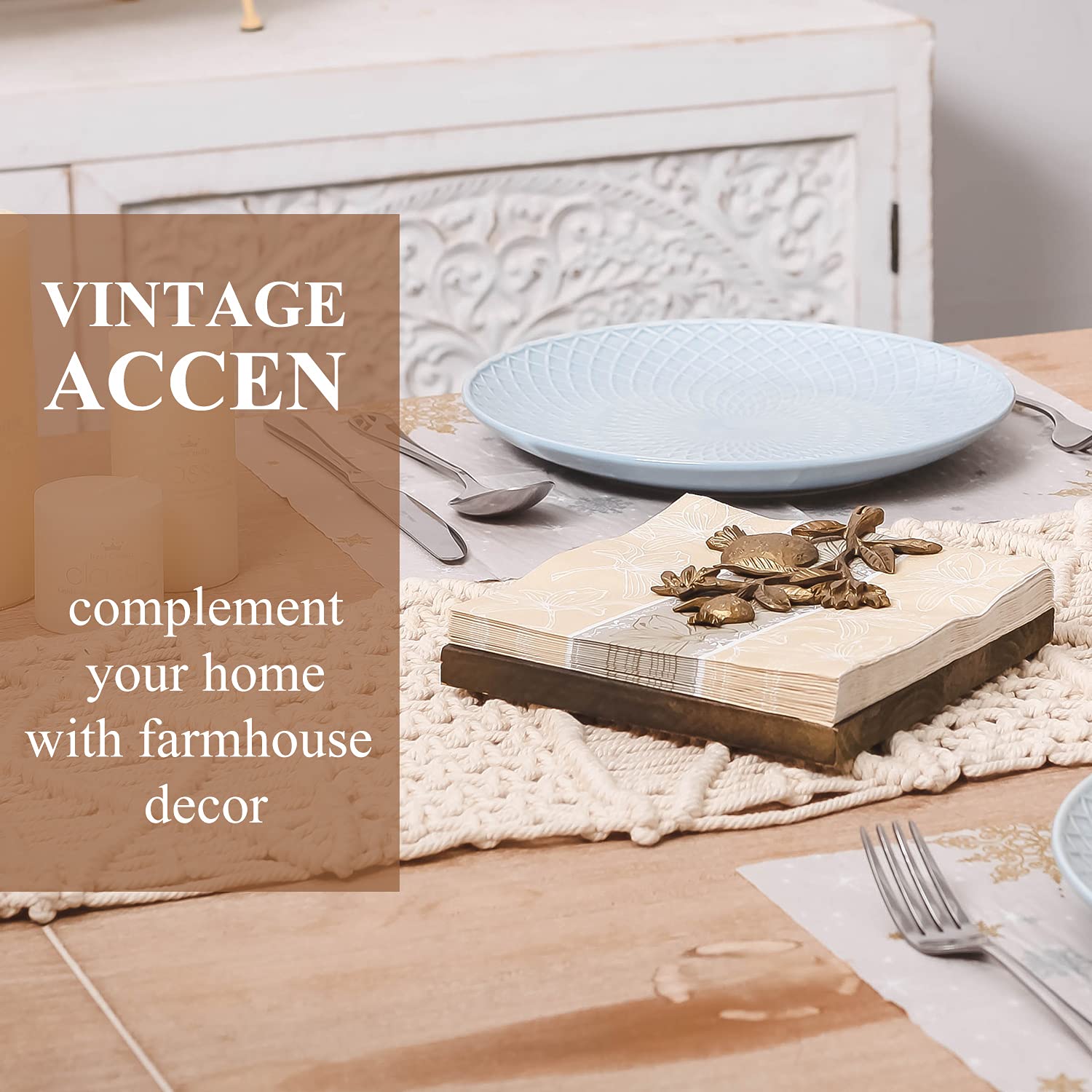 NIKKY HOME Vintage Wood Flat Napkin Holder