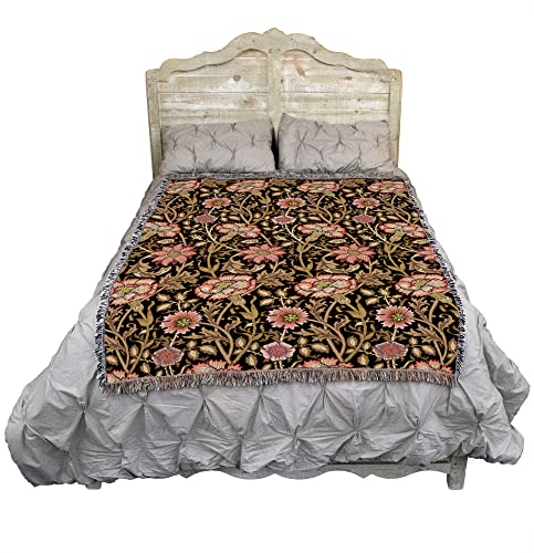 Pure Country Weavers William Morris Pink and Rose Blush Blanket - Arts & Crafts - Gift Tapestry Throw Woven from Cotton - Made in The USA (72x54)