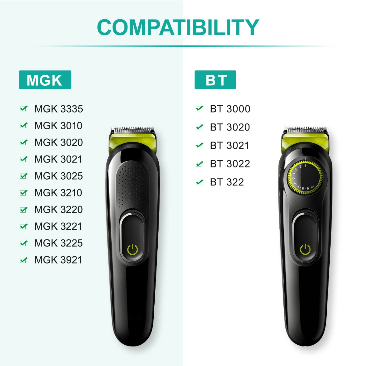 Lenink Charger Compatible with Braun MGK3321, MGK3335, MGK3010, MGK3020, BT3020, BT3021 Beard Trimmer, 5V to 2.3V Replacement Charger Accessories (1m/3.2ft, Black)