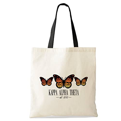 Kappa Alpha Theta Butterfly Black Handle Tote Bag