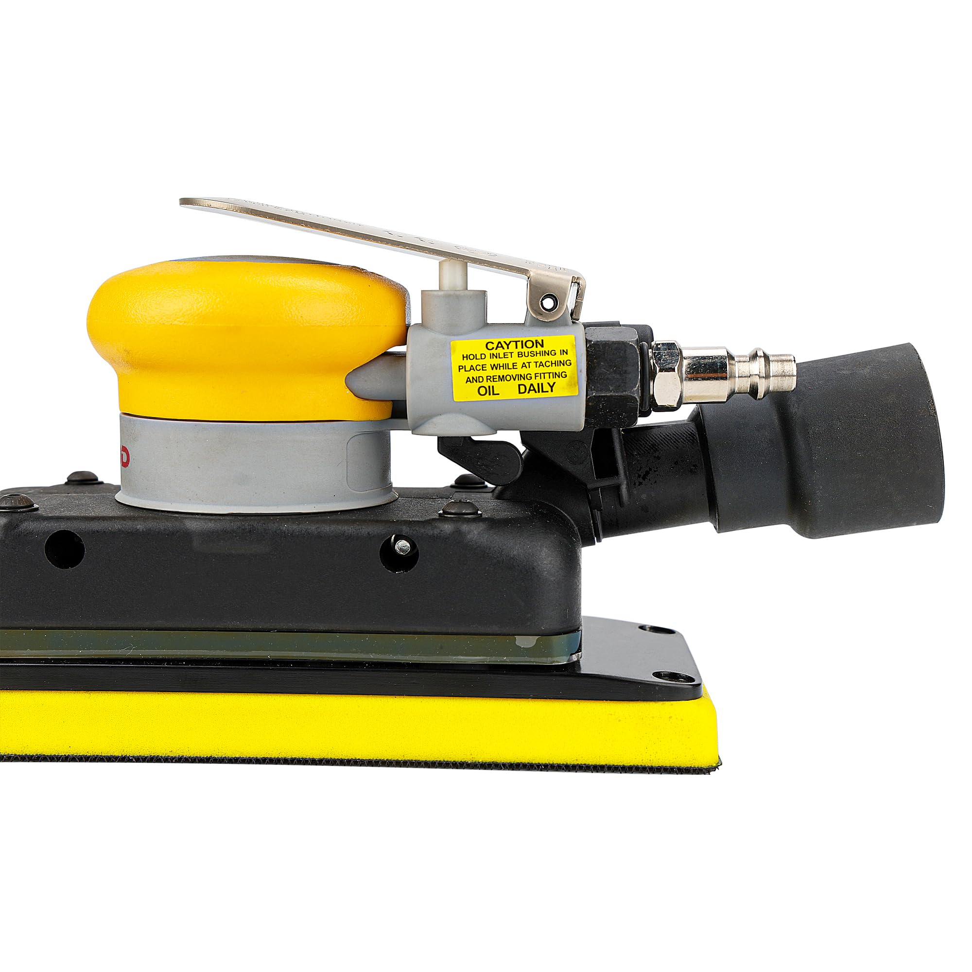 UPWOOD 2-3/4" x 8" Dust-free Air Orbital Sander, 70 mm x 198 mm 1/8 in Orbit, 10,000 Max OPM Dust Bag Style Central Vacuum with Extra Hook-Loop Pad and 15pcs (80/120/180/320/400) mesh sandpapers