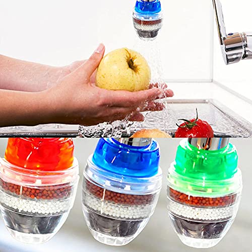 NC Water Filter 5 Layers Activated Carbon Water Purifier Kitchen Tap Filter Bathroom Faucet Filter Purification Tool for Home Use red