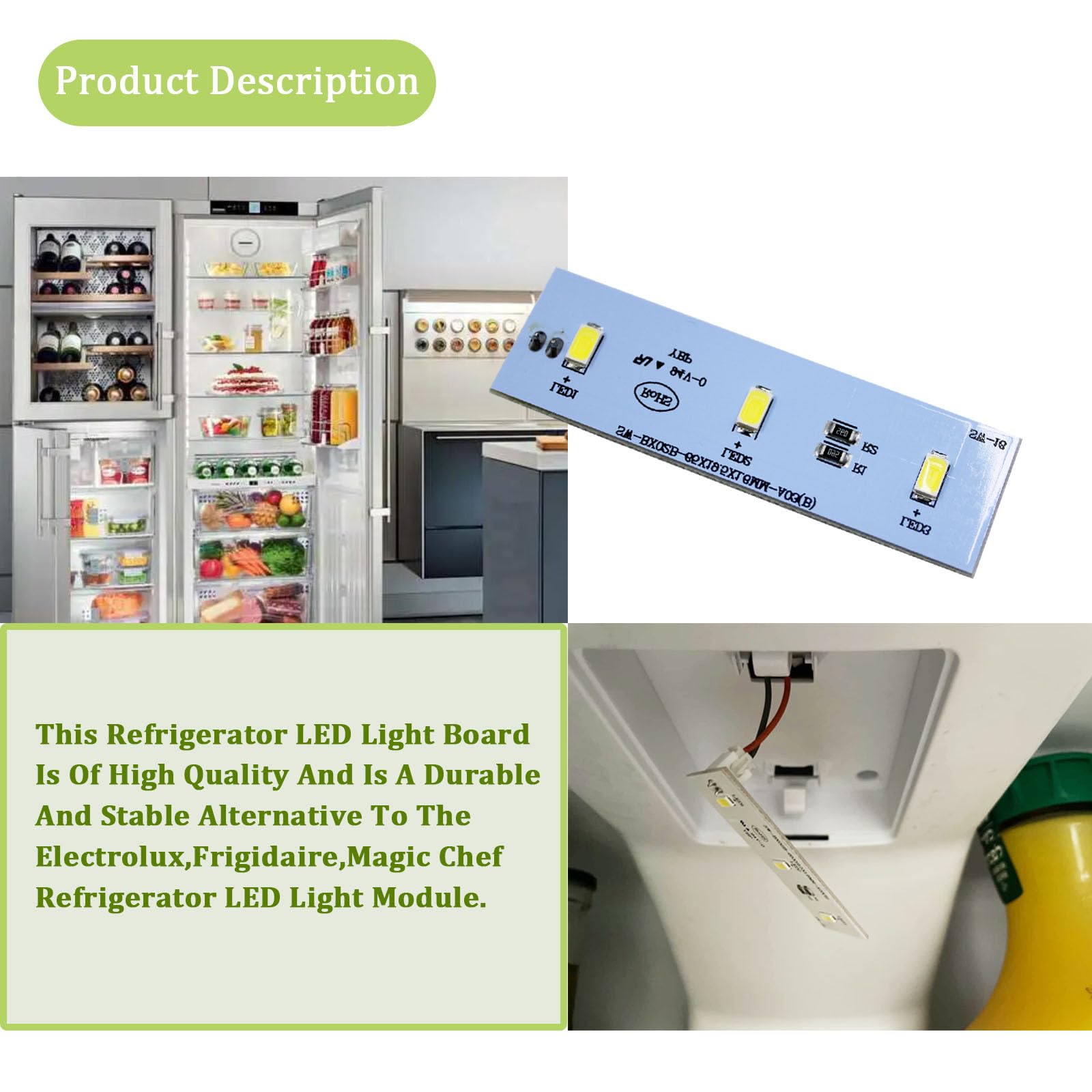 SW-BX02B Refrigerator LED Light Board and Refrigerator Bulb Replacement for Frigidaire LED Light,Refrigerator LED Light Module ZBE2350HCA(1pc)