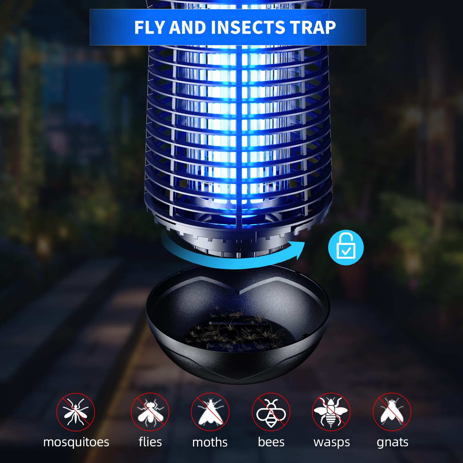 Minimoon Bug Zapper Outdoor 4000V Electric Mosquito Zapper Plug-in Fly Zapper with 18w Replaceable Bulb,5.9 FT Power Cord, Fly Traps Outdoor for Backyard Patio Balcony Garage