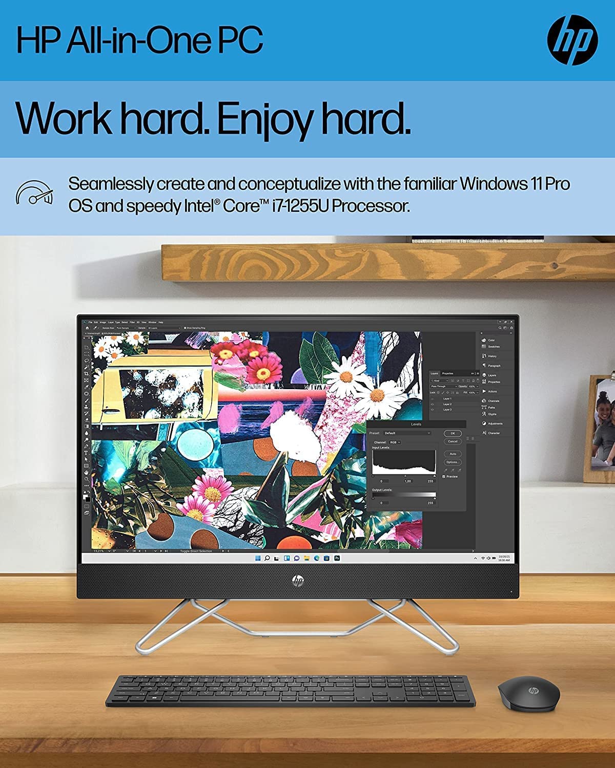 HP 2023 27 Business All-in-One Desktop Computer, 27" FHD Micro-Edge, 12th Gen Intel 10-Core i7-1255U up to 4.7GHz, 32GB DDR4 RAM, 1TB PCIe SSD + 1TB HDD, WiFi 6, BT 5.1, IR Webcam, Windows 11 Pro