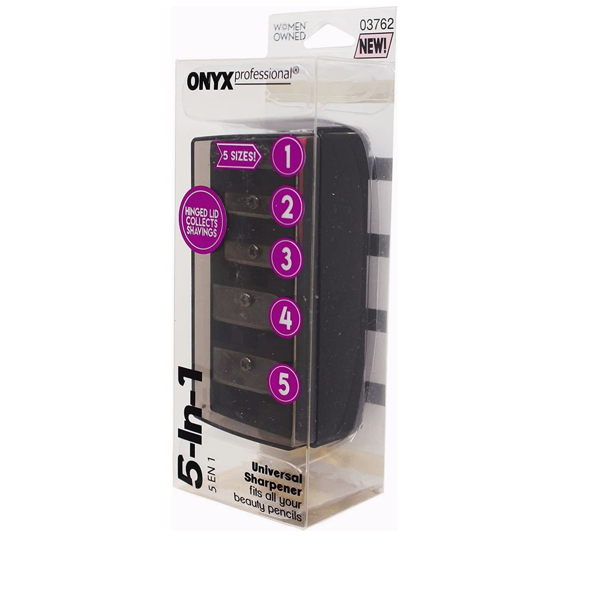 Onyx Professional 5-in-1 Universal Beauty Pencil Sharpener, 5 Sizes, for Eyeliner Pencils, Eyebrow Pencils and More