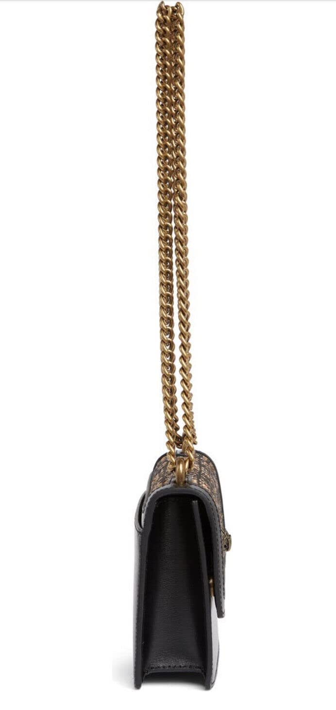 Kurt Geiger Women’s Shoreditch Gold Weave Black Leather Chain Strap Small Crossbody Bag