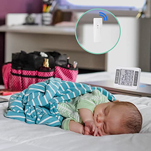 Locisne Freezer Alarm with Audible Alarm and 2 Wireless Sensors, Indoor Outdoor Refrigerator Thermometer for Home Kitchen