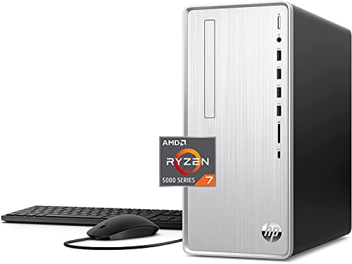 HP 2023 Newest Pavilion Desktop PC, AMD Ryzen 7 5700G (8 cores), RTX4090, 32GB RAM, 1TB SSD, 2TB HDD, AMD Radeon Graphics, Wi-Fi, Bluetooth, Keyboard and Mouse Combo, 9 USB Ports, Windows 11, Silver