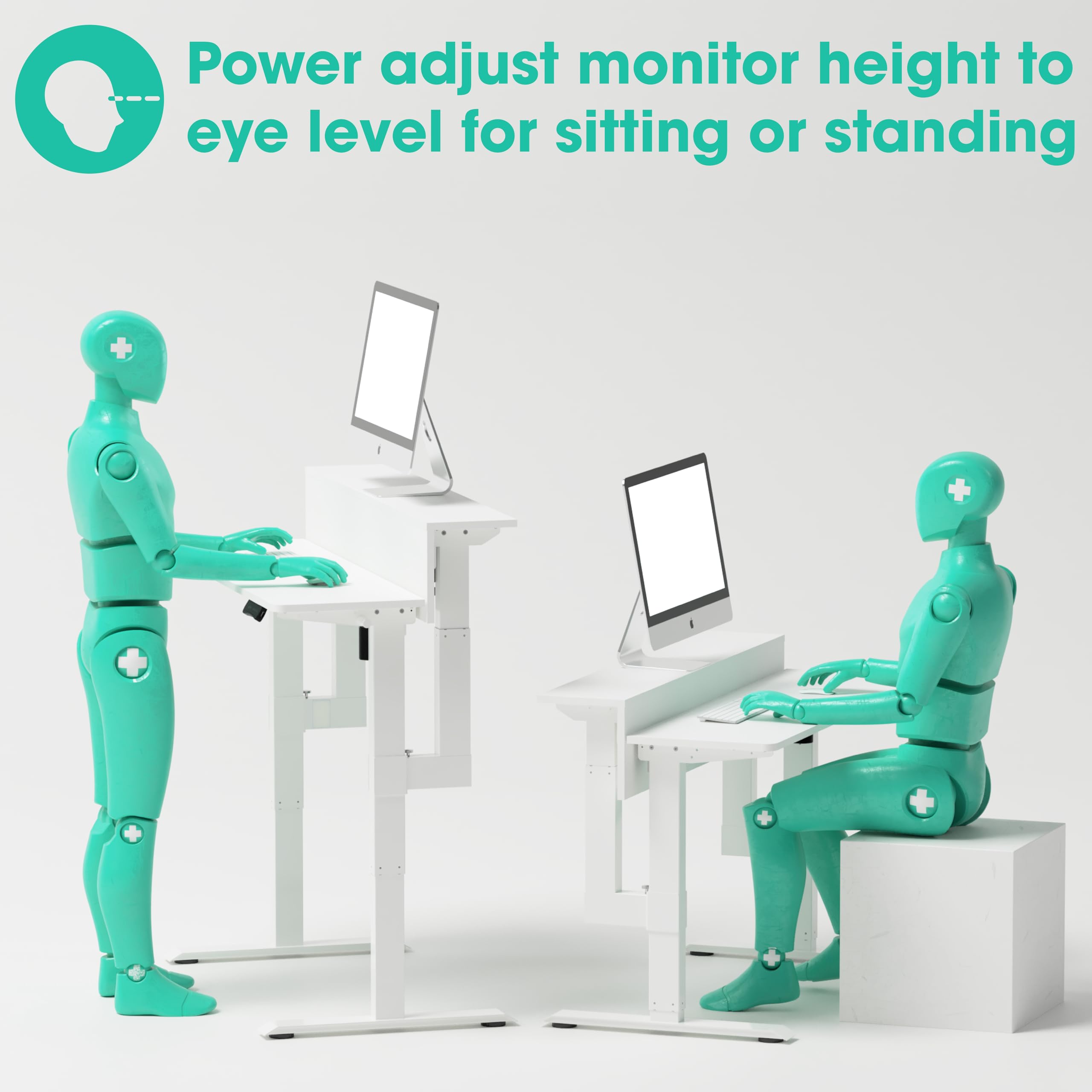 Roam & Remain Dual Lift Adjustable Height Standing Desk β Adjust Both Monitor and Desk Height, Dual Electric Motors 48 x 24 (White)