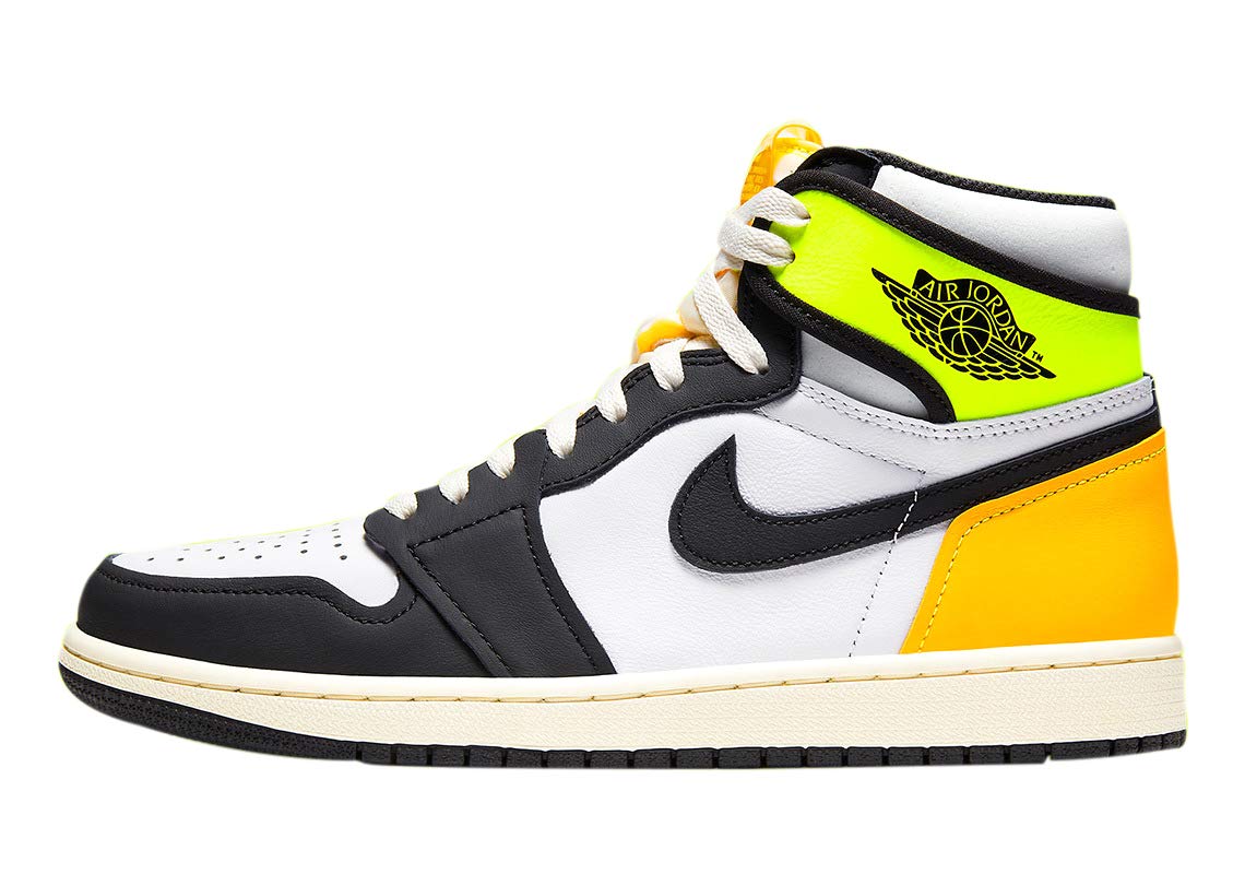 Jordan Men's 1 Retro High OG Volt Gold White/Black-Volt (555088 118) - 14