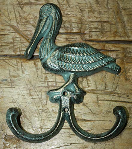 N?A Cast Iron Pelican Towel Hooks Hat Rack Coat Hook Nautical Beach Plant Garden for Hanging Clothes Hats Bags Keys Towel Head Wraps Robes.