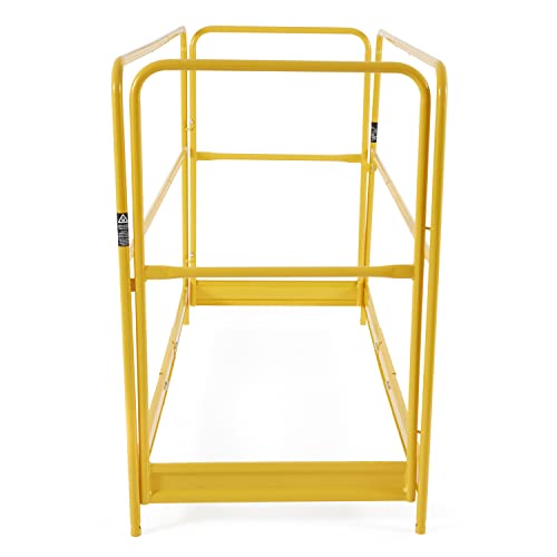 MetalTech Versatile 6 Foot Metal Guardrails System Accessory Baker Style for Select Jobsite Series Scaffolding Platform with Non Slip Deck, Yellow