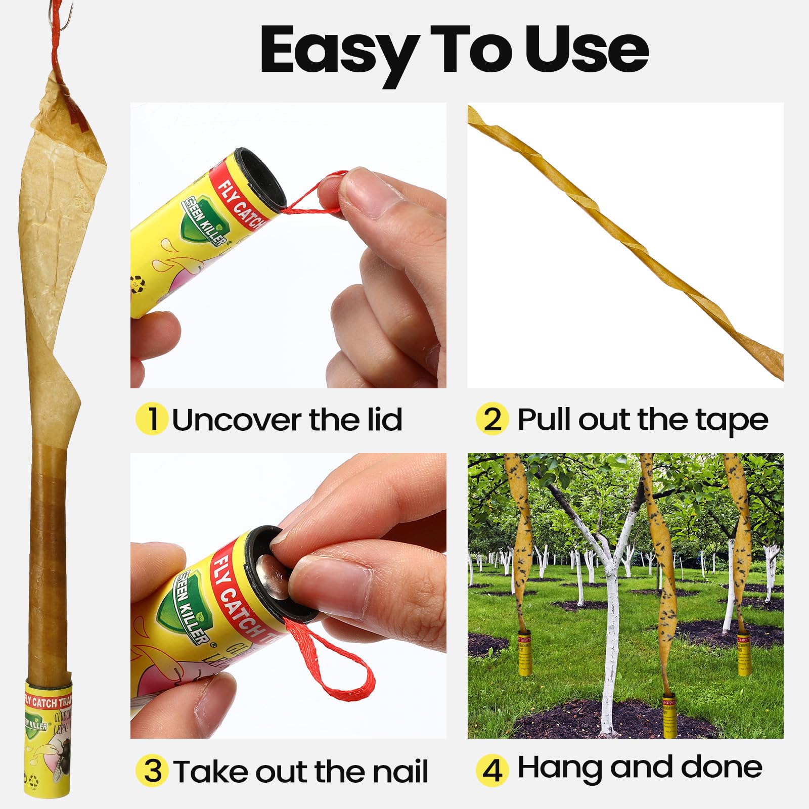 Qualirey 160 Pack Fly Strips Sticky Fly Trap Indoor Outdoor Hanging Fly Ribbon Tape Paper Flying Insect Trap Gnat Killer Traps for Fruit Flies, Bug, Insect, Pest (Yellow)