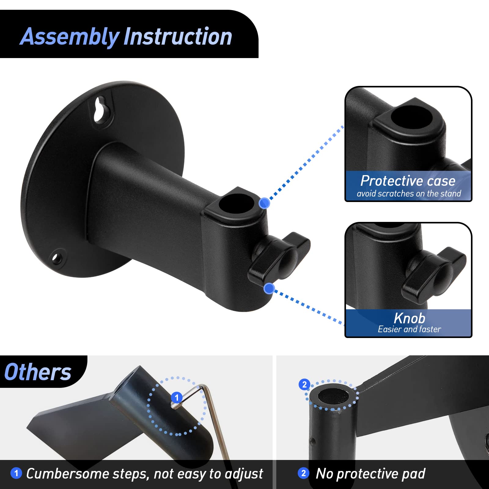 Microphone Wall Mount Boom Arm - Microphone Wall Mount for Mic holder,Horizontal Mounting Wall,Space Saving Desktop Metal Mic Stand Clamp by SUNMON