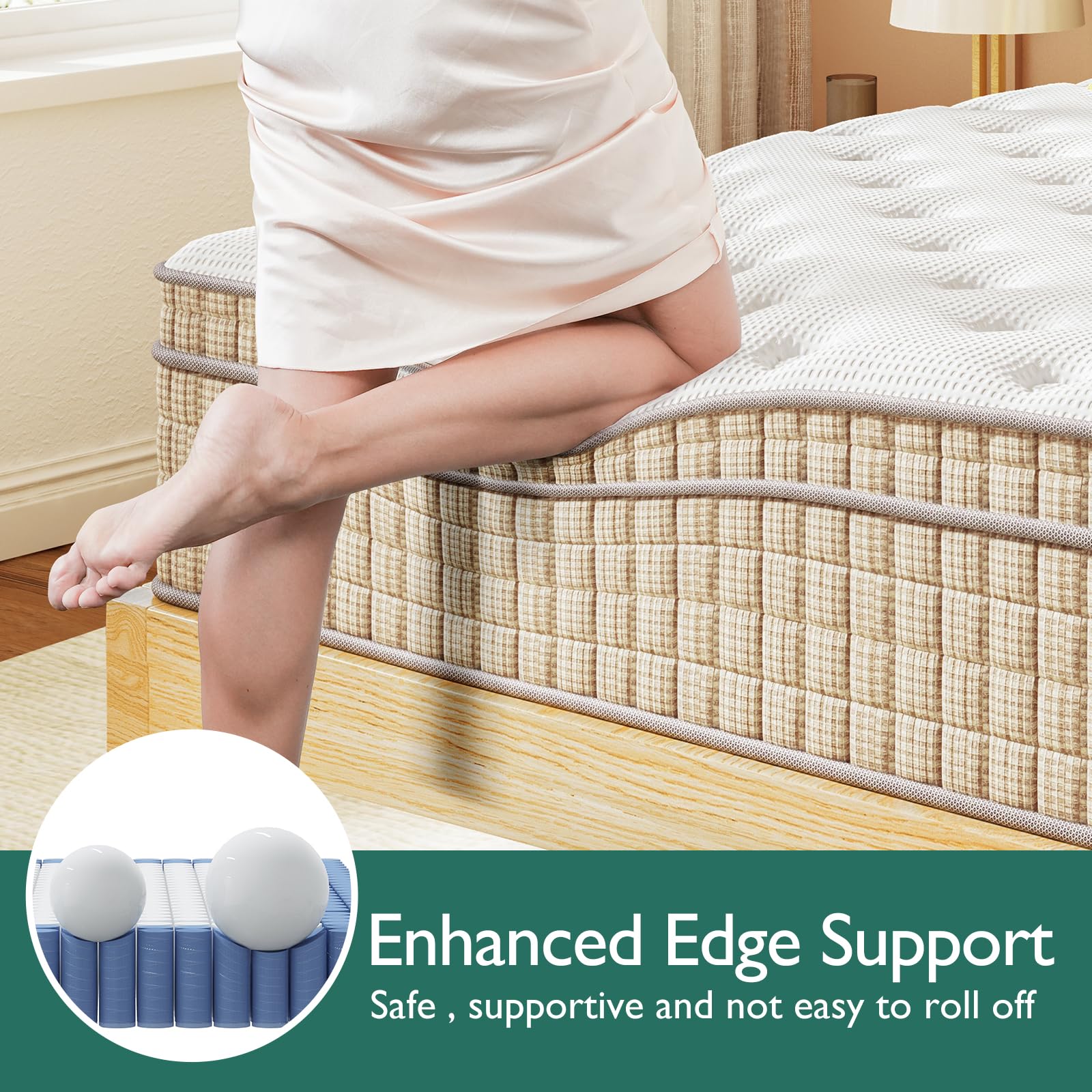 VISCOFLEX King Size Mattress, 12 Inch King Mattress in a Box, Pillow Top Hybrid Bed Mattress with Gel Memory Foam & Individual Pocket Springs, Pressure Relief & Support, Medium Firm