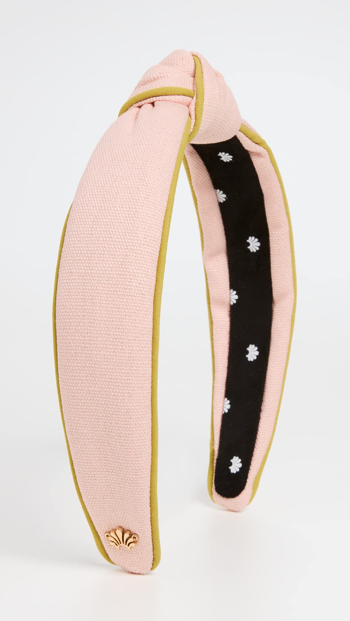 Lele Sadoughi Women's Piping Trim Slim Knotted Headband, Soft Coral, Pink, One Size