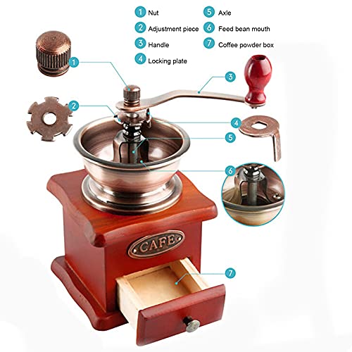 QANYEGN Coffee Grinder, Washable Mini Hand Crank Coffee Bean Grinding, Manual Grinder Machine for Home Office