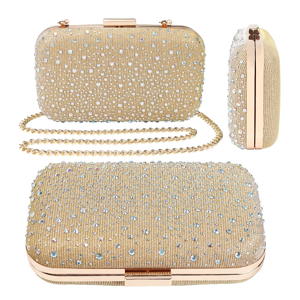 JunLing Evening Bag (Gold) Women's Clutch Handbags Crystal Bag Crossbody Bags Blingbling Sparkle Clutch