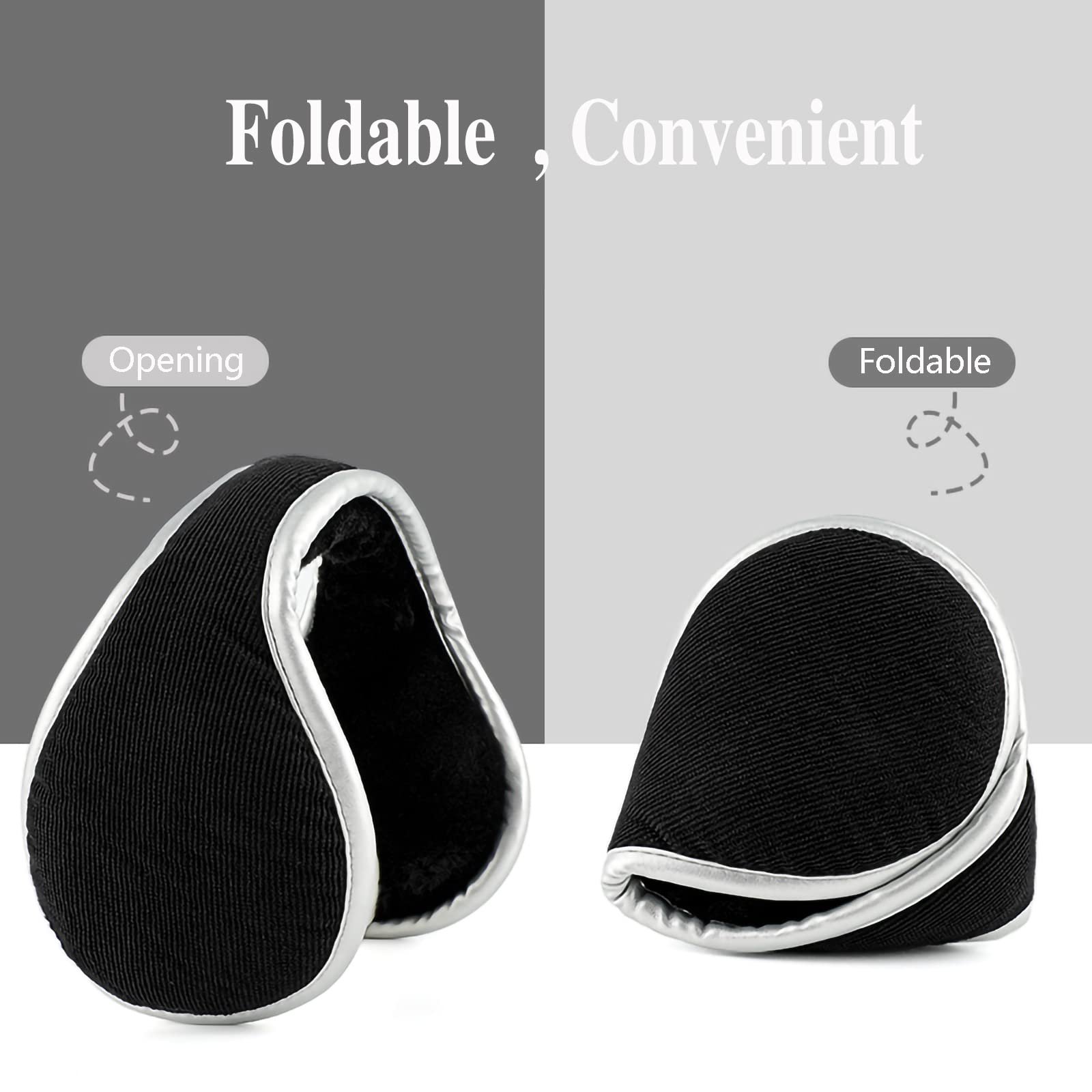 Kedofe Winter Ear muffs Women Men Ear Warmers Adjustable Foldable Waterproof Warm Earmuff With Reflective Stripe (Grey)