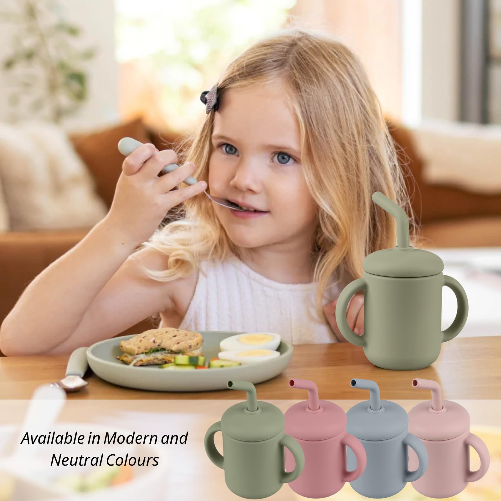 Mintlyfe Baby Trainer Cup, Food Grade Silicone Training Cup with Anti-Drop Straw and Non-Slip Handes, BPA-Free, Unbreakable, Spill Proof Sippy Cup for Toddlers, 4 oz (Sage)