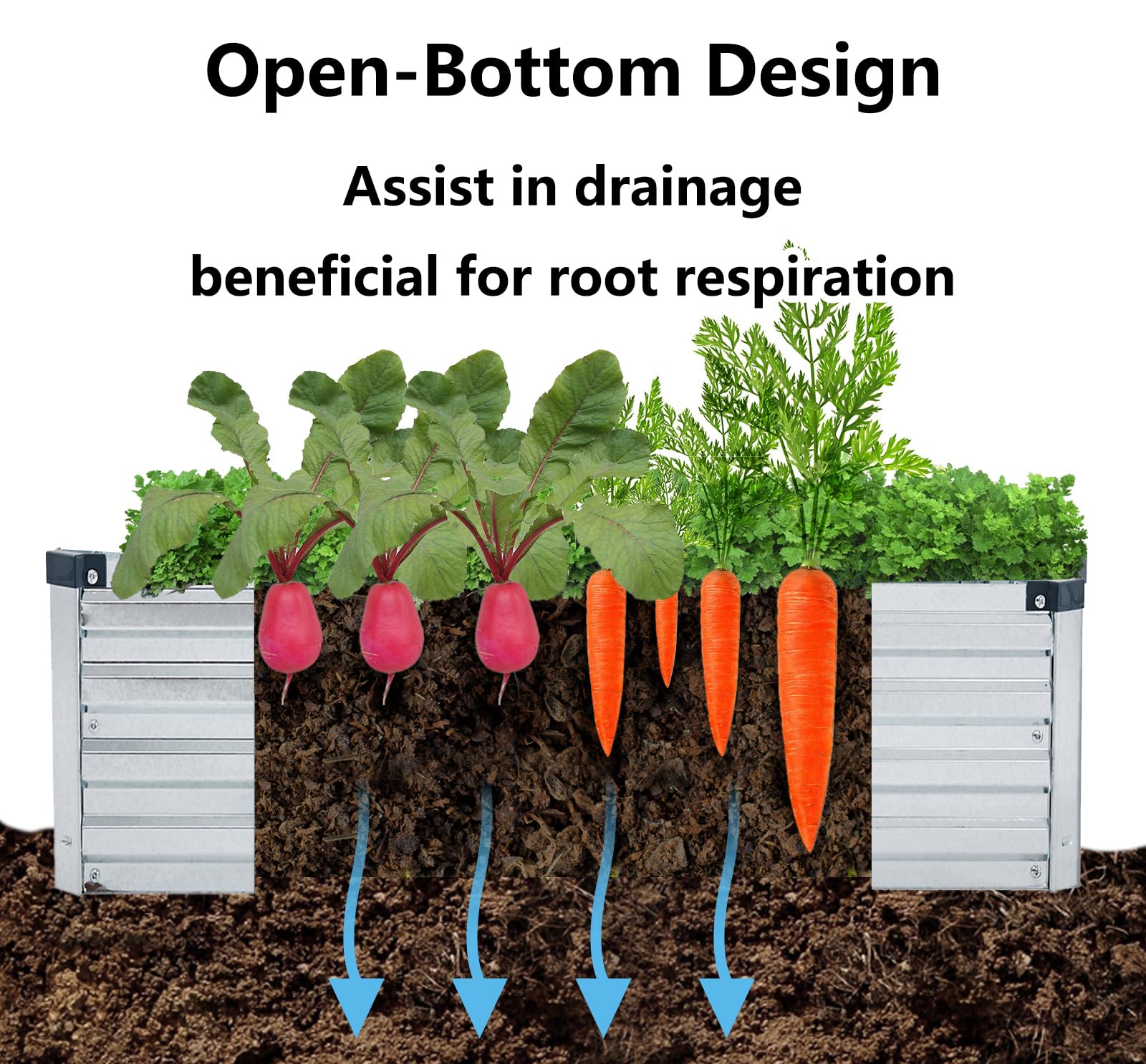 Meberam Galvanized Raised Garden Bed Kit 2PCS Set Outdoor Metal Elevated Plant Box for Vegetable (Galvanized,6x3x1ft)