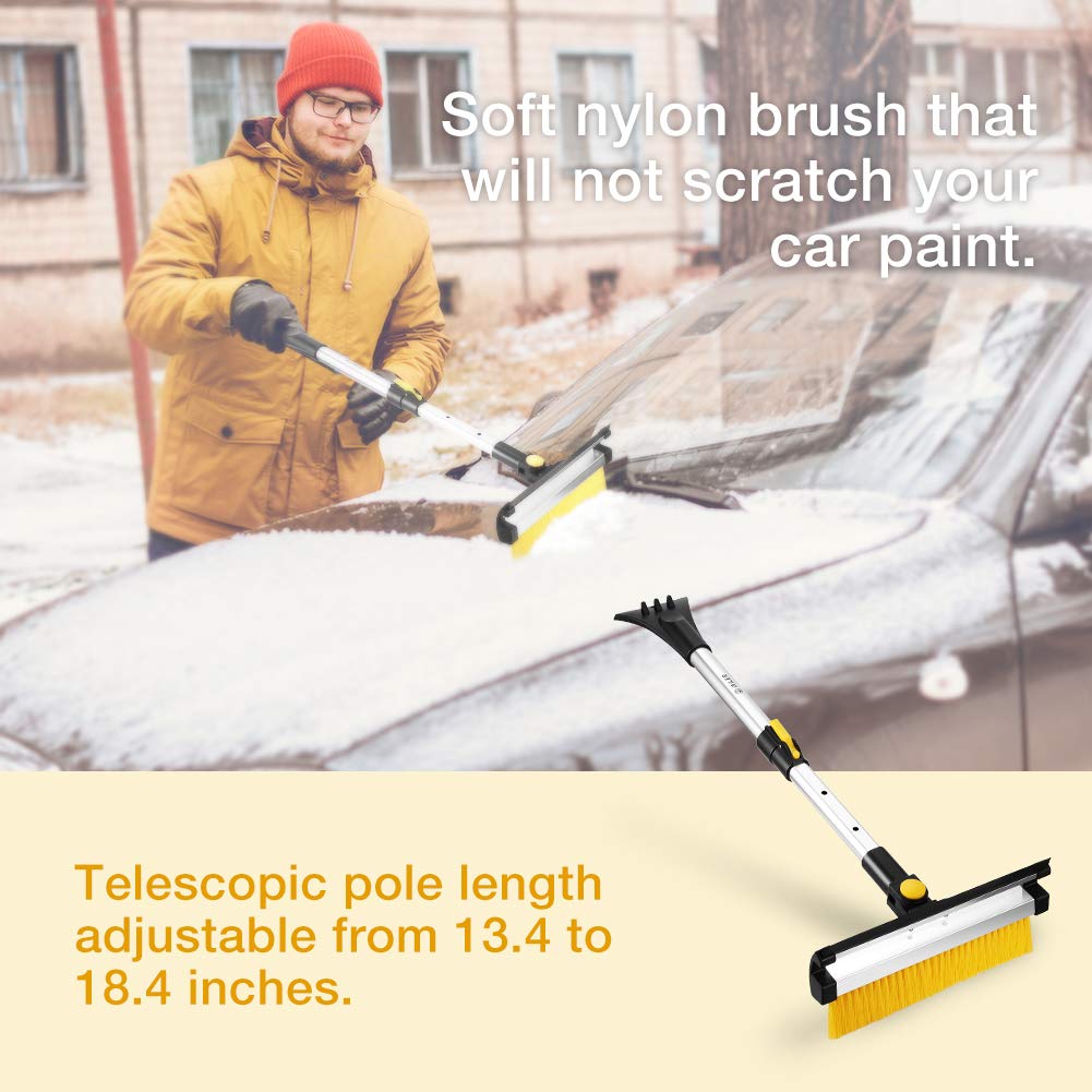 ISILER Extendable 4 in 1 Snow Removal Kit with Snow Shovel, Ice Scraper, Snow Brush and Squeegee for Cars Trucks