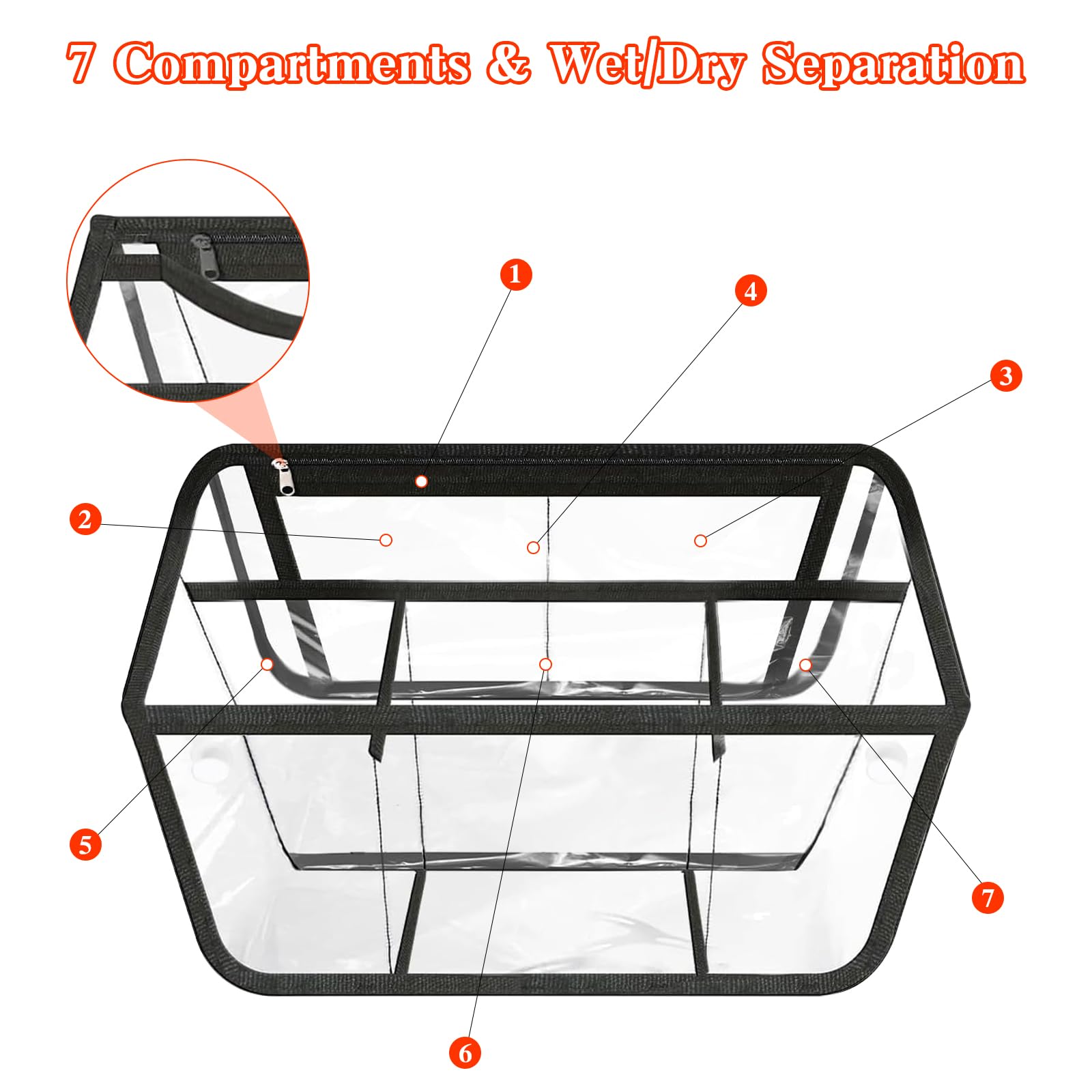 Muswelf New Clear Waterproof Insert for Bogg Bag XL, No Installation Accessories for Bogg Bag, Beach Bag Organizer/Divider and Hooks to Organizing Your Bag