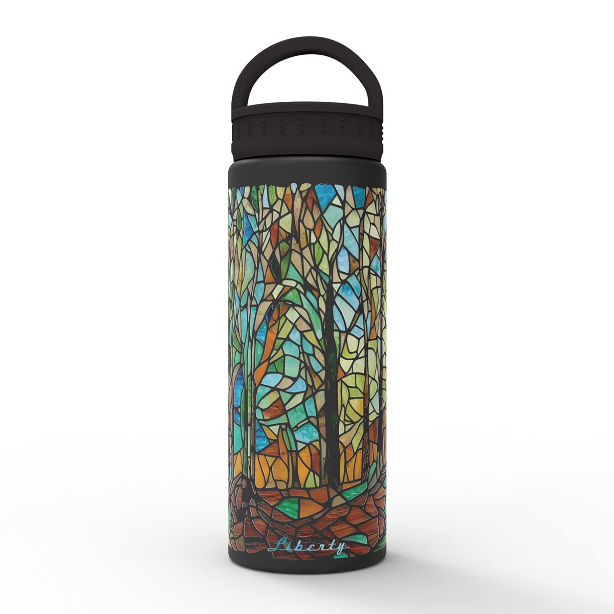Liberty Vacuum Insulated Stainless Steel Reusable Water Bottle with Cap, BPA Free, 20oz, Panther Black, Sanctuary