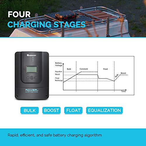 Renogy 60A 12V/24V/36V/48V DC Input MPPT Solar Charge Controller Auto Parameter Adjustable LCD Display Solar Panel Regulator fit for Gel Sealed Flooded and Lithium Battery, Rover 60A